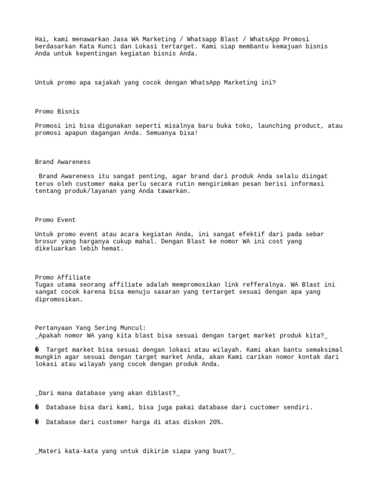 Teks Jasa Marketing No Simbol | PDF