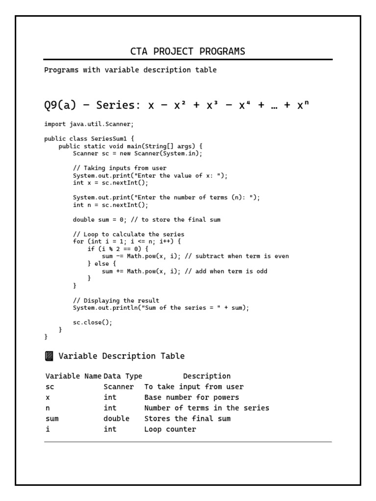 Java Programs for Series and Math Operations | PDF | Computer ...