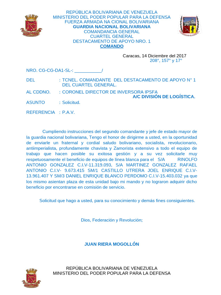 OFICIO DE SOLICITUD DE ayuda para ayudar | PDF | Venezuela