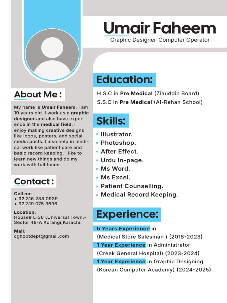 Umair CV - PDF (Blue) .Ai New One | PDF