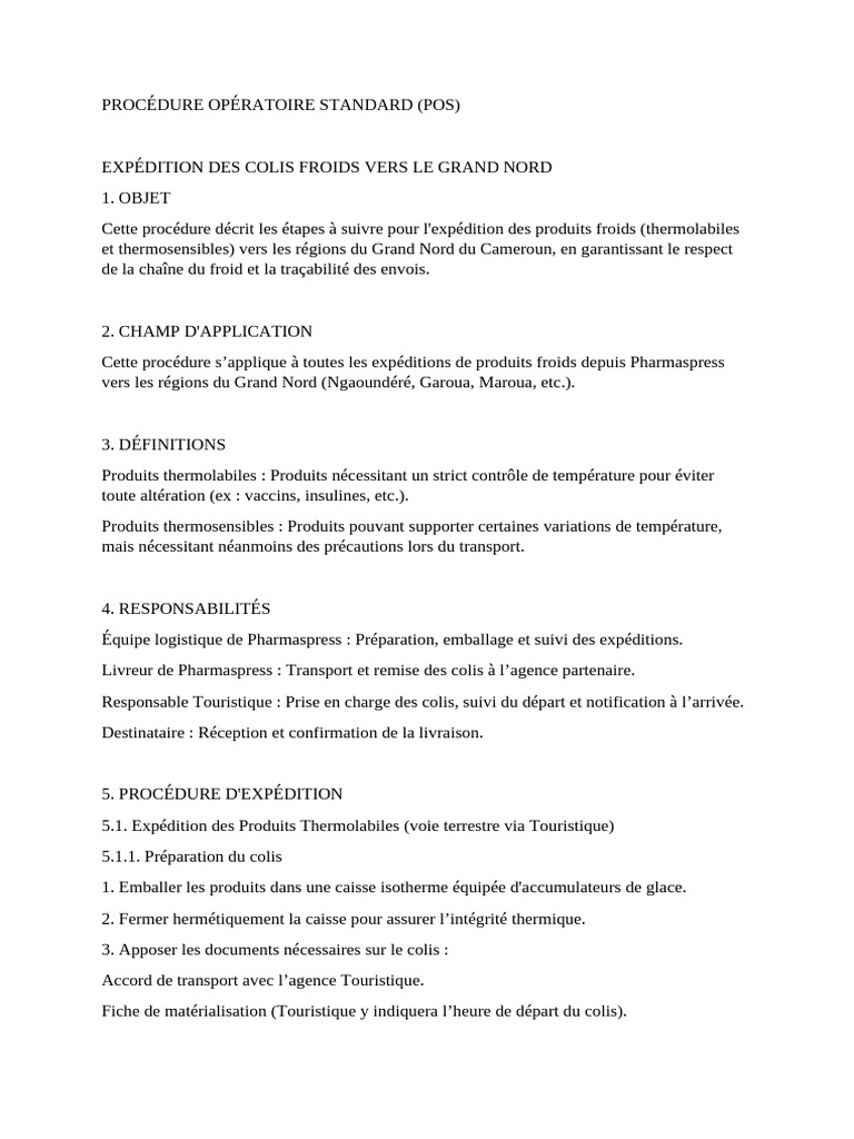Expédition de Produits Froids au Grand Nord | PDF