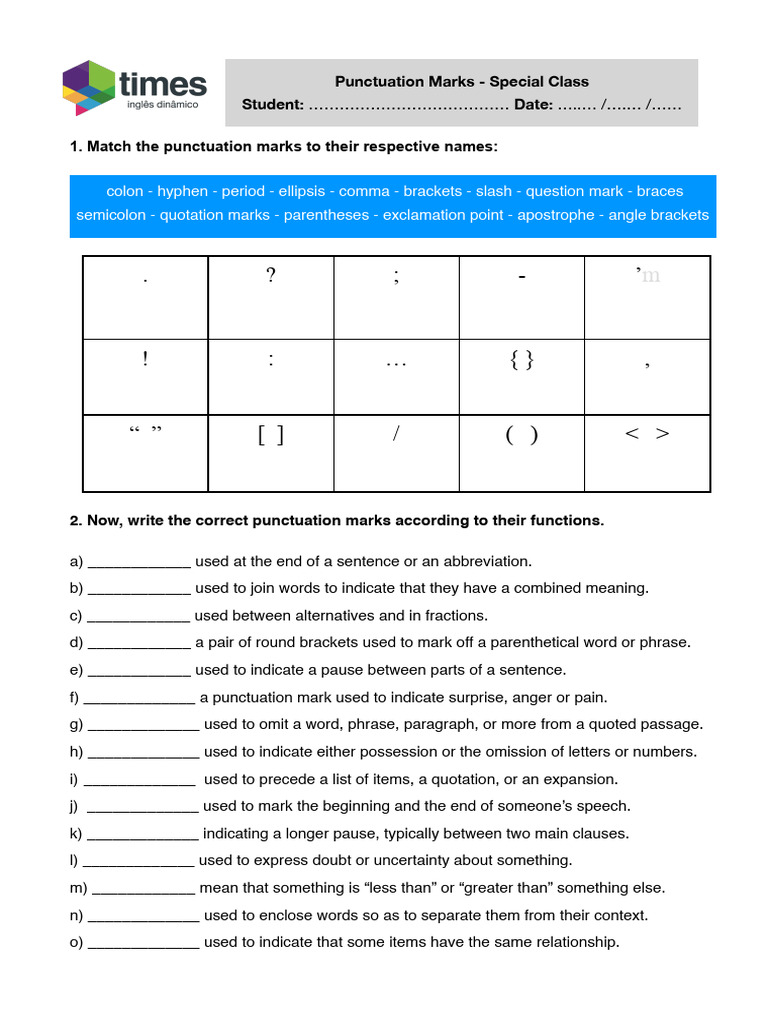 019 - Punctuation Marks - Worksheet | PDF | Ellipsis | Bracket
