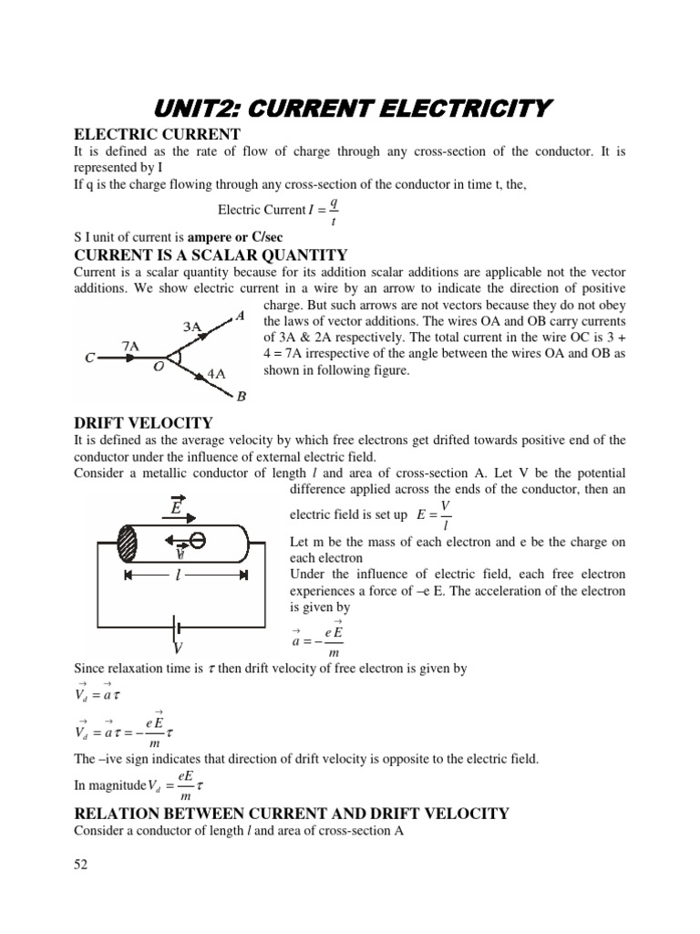 UNIT2 Current Electricity - Removed | PDF | Electrical Resistivity And ...