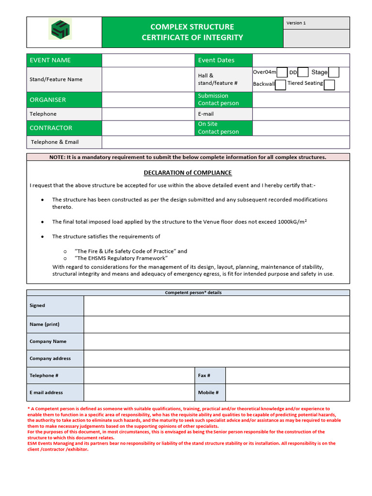 ESM Certificate of Integrity | PDF