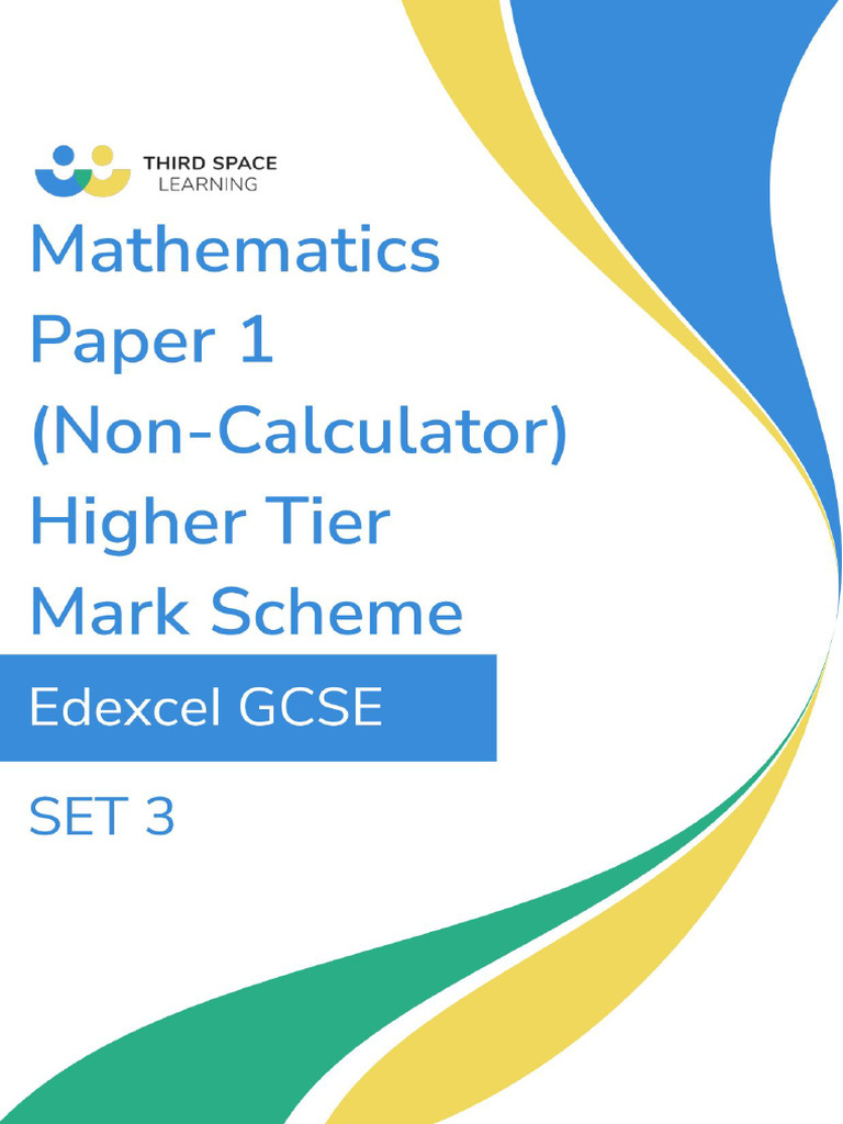 Edexcel Set 3 Higher GCSE Math Paper 1 Mark Scheme | PDF