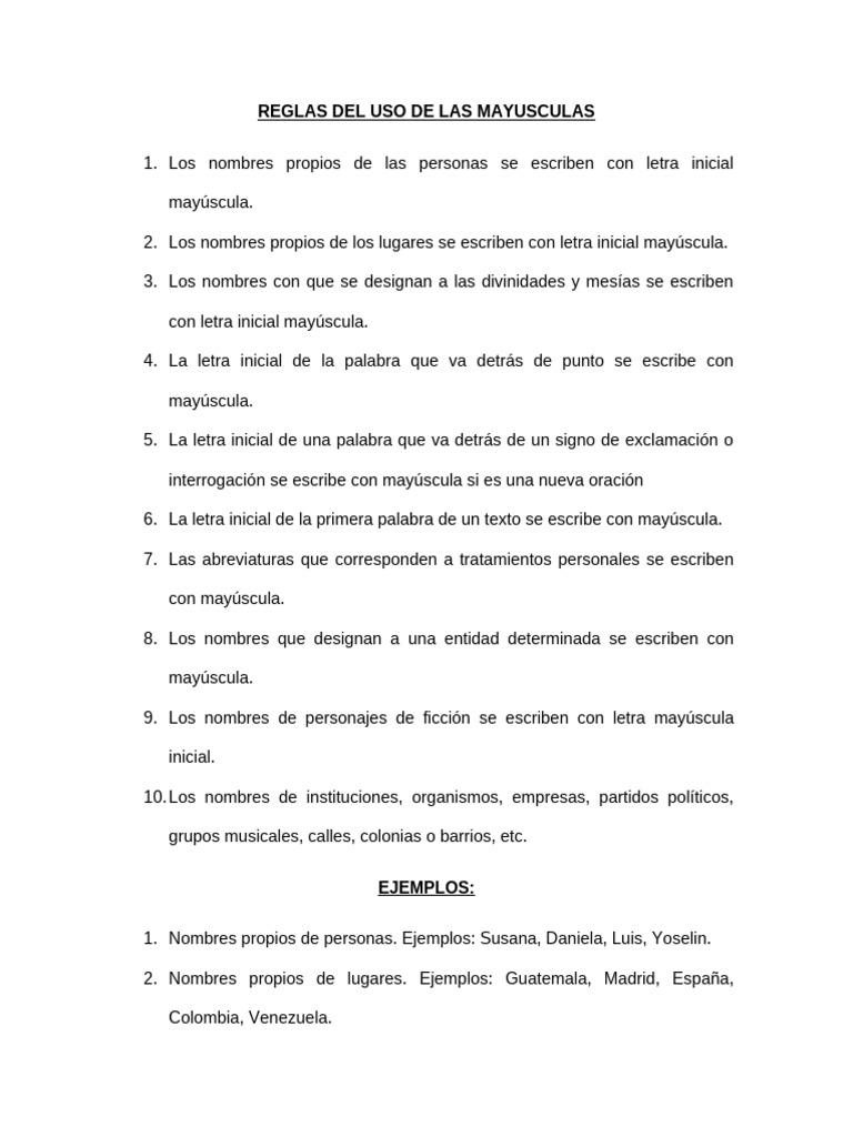 Reglas de Uso de Mayúsculas | PDF
