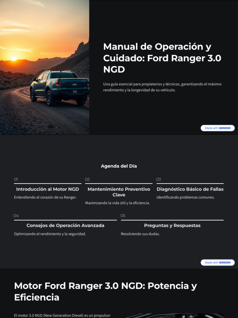 Manual de Operacion y Cuidado Ford Ranger 30 NGD (1) Grupo 2 | PDF ...