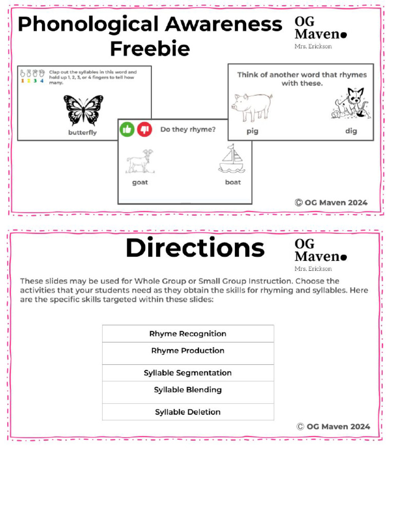 Rhyme and Syllable Activities Guide | PDF