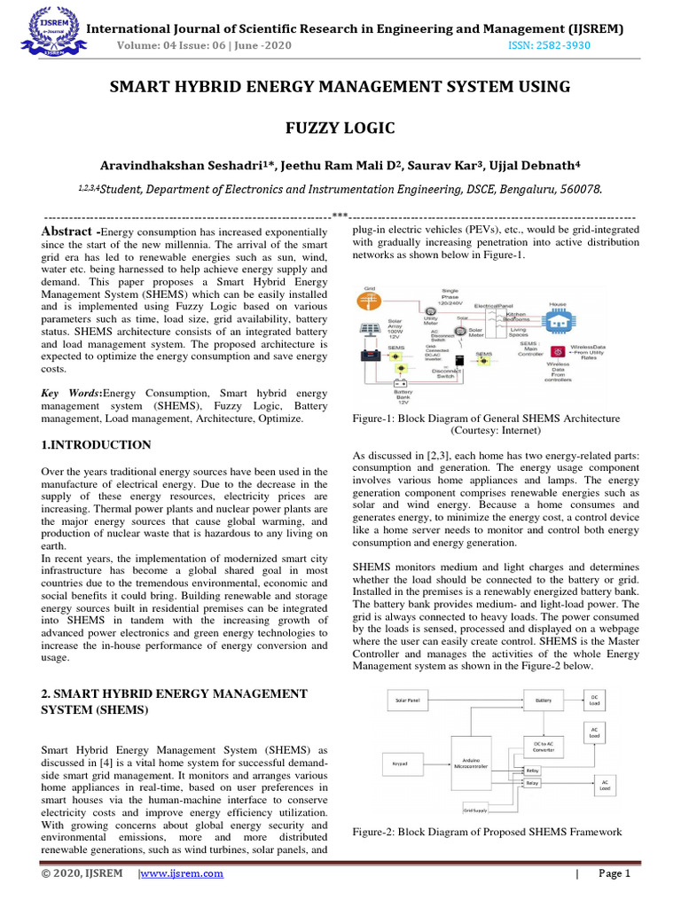 Smart Hybrid Energy Management System Using Fuzzy Logic | PDF | Energy Development | Power Inverter