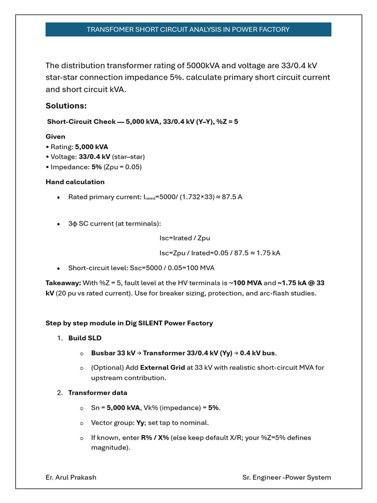 Transformer Short Circuit Simulation | PDF