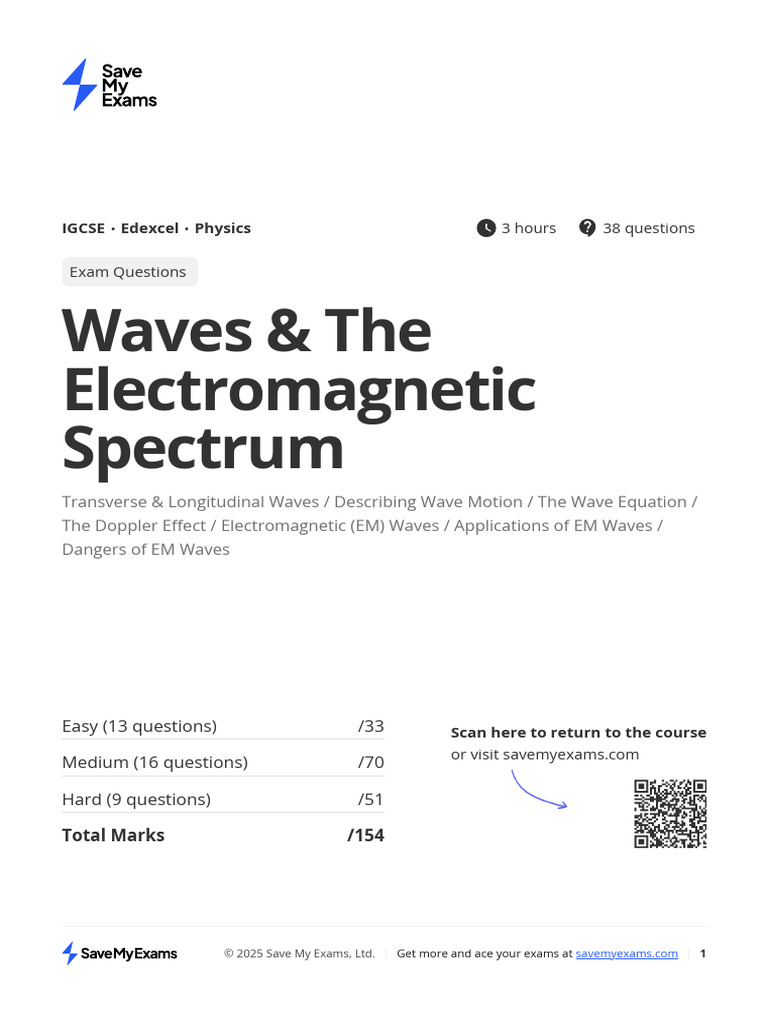 IGCSE Physics: Waves & EM Spectrum Exam | PDF | Electromagnetic ...