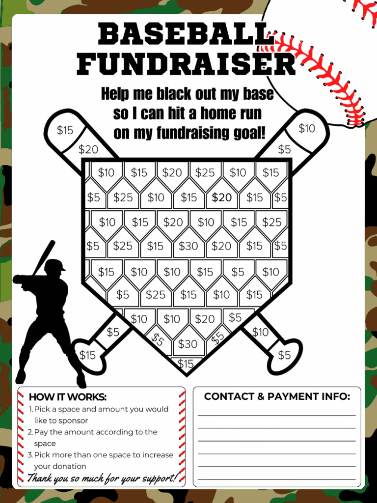 Baseball Fill in Fundraiser Plate | PDF