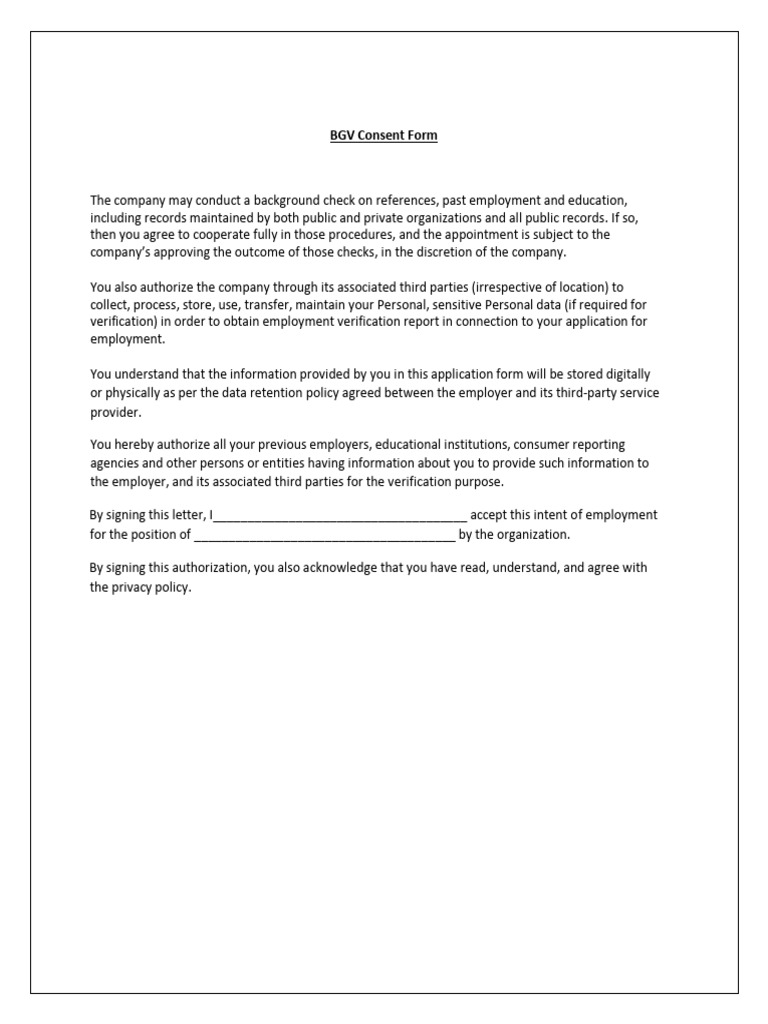 BGV Consent Form | PDF