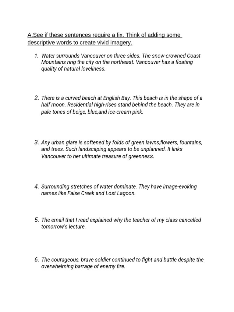 Enhancing Descriptive Imagery in Writing | PDF