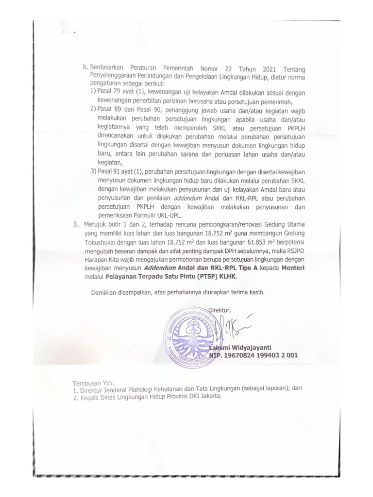 B. Berdasarkan Peraturan Pemerintah Nomor 22 Tahun 2021 Tentang | PDF