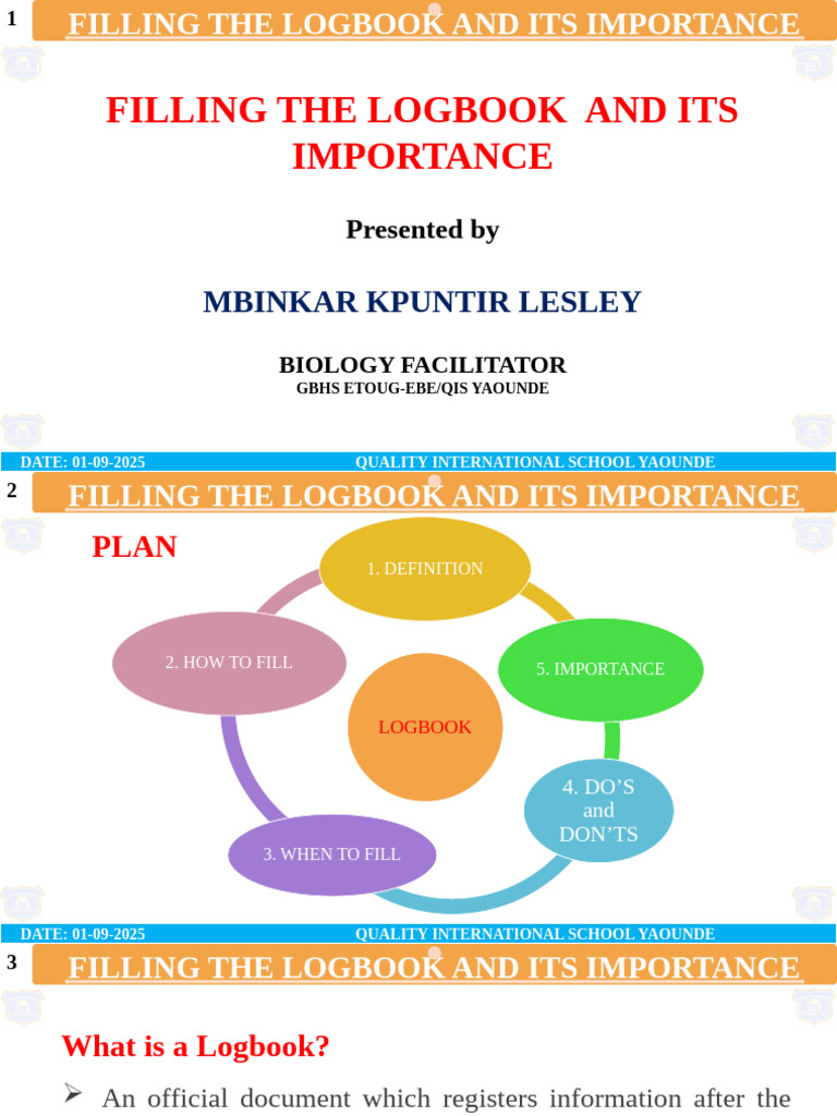 Filling The Logbook and Importance - 082304 | PDF | Learning | Cognition