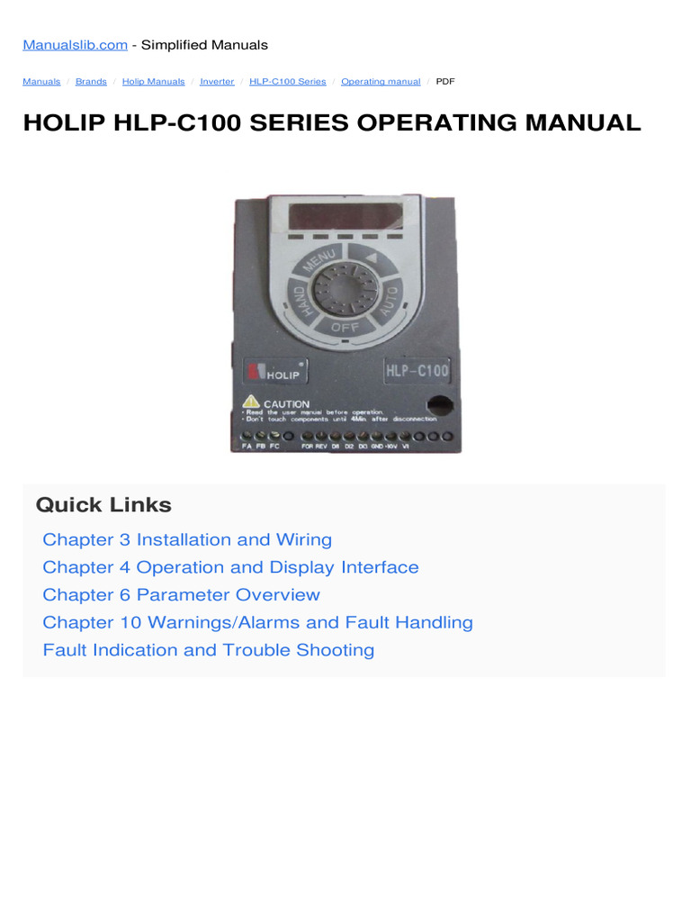 Holip Hlp-C100 Series Operating Manual: Quick Links | PDF | Power ...