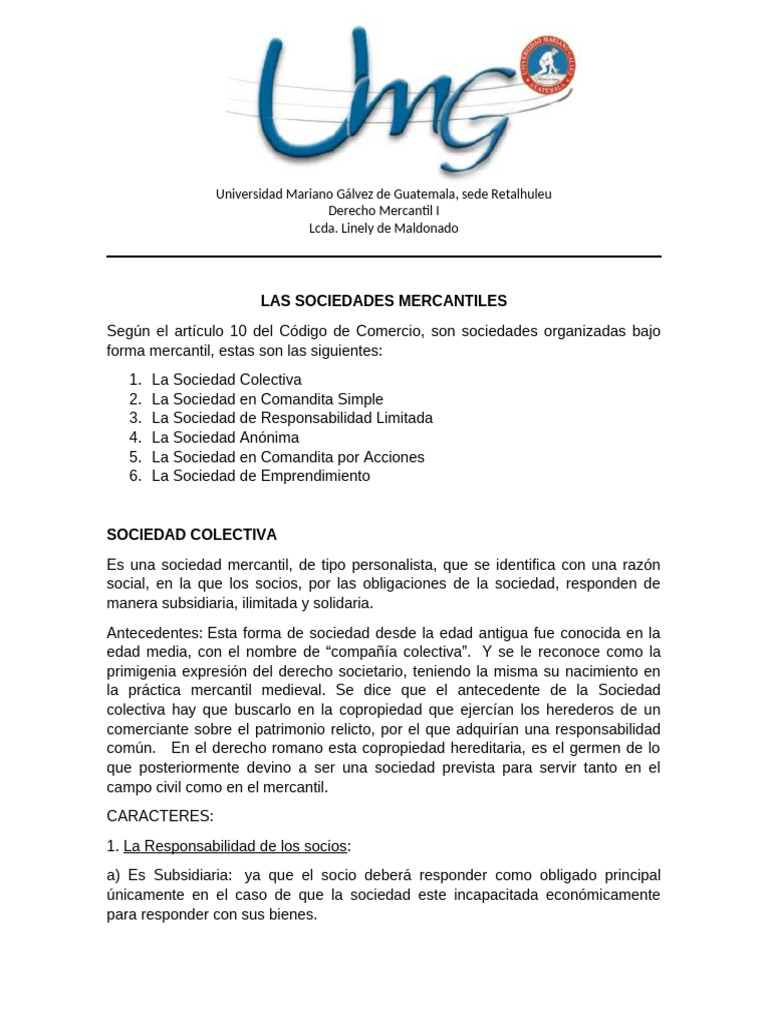 LAS SOCIEDADES MERCANTILES | PDF | Sociedad de responsabilidad limitada | Corporaciones