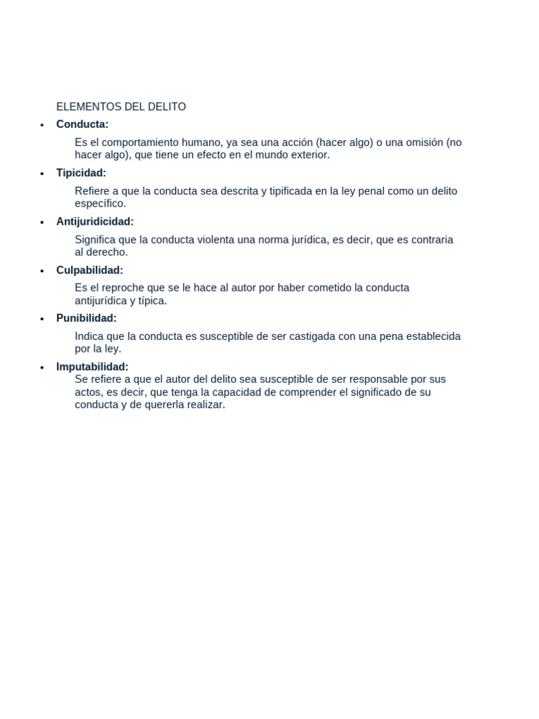 Elementos del Delito en Derecho Penal | PDF