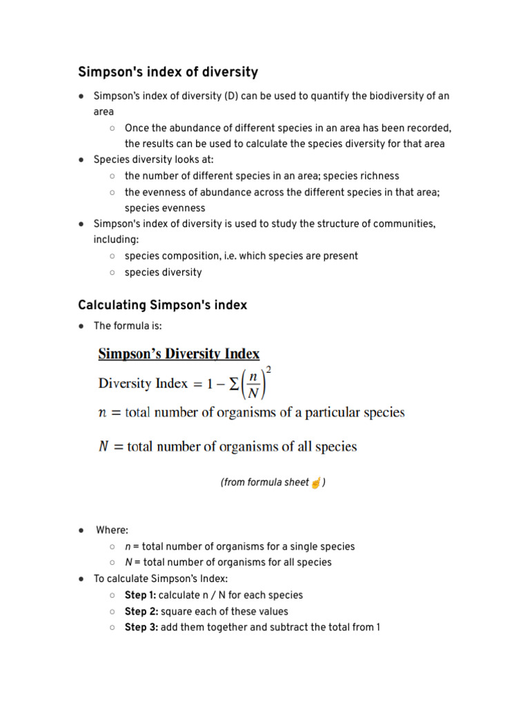 Understanding Simpson's Diversity Index | PDF