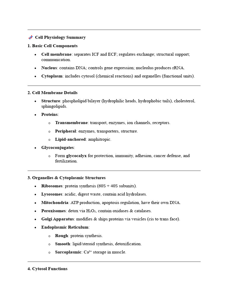 ? Cell Physiology | PDF
