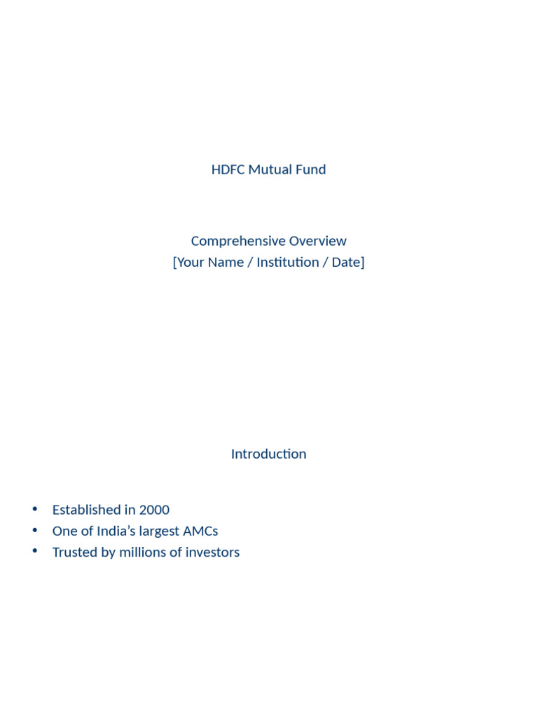 HDFC Mutual Fund Presentation 20 Slides Designed | PDF | Mutual Funds ...