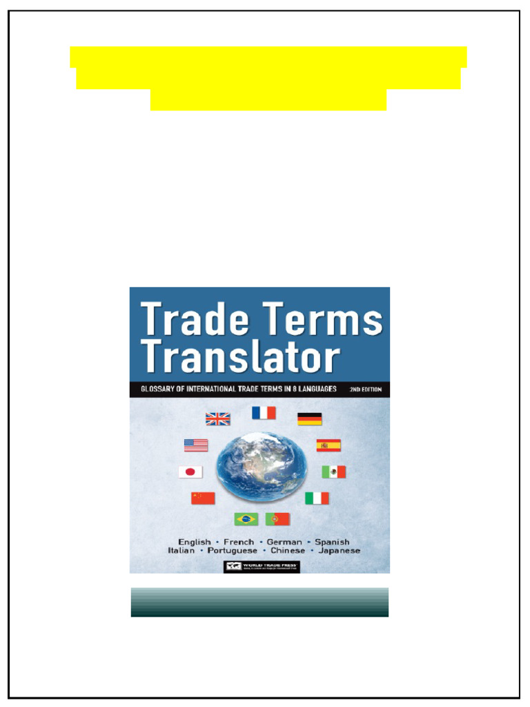 Trade Terms Translator Glossary of International Trade in 8 Languages ...