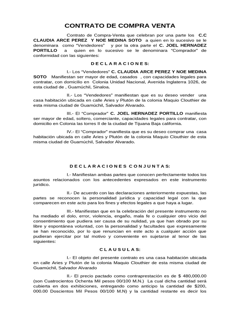 Contrato de Compra-Venta: Casa Maquio | PDF | Justicia | Crimen y violencia