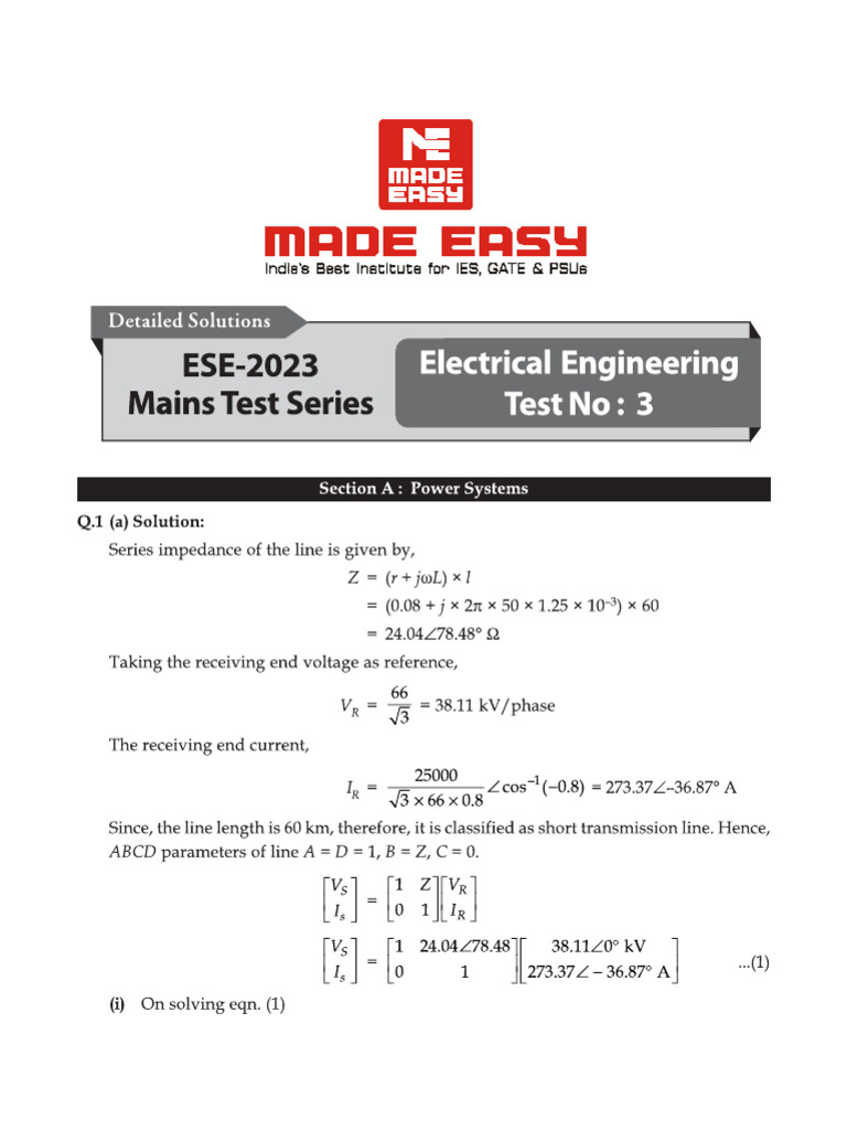 EE Test 3 Sol | PDF