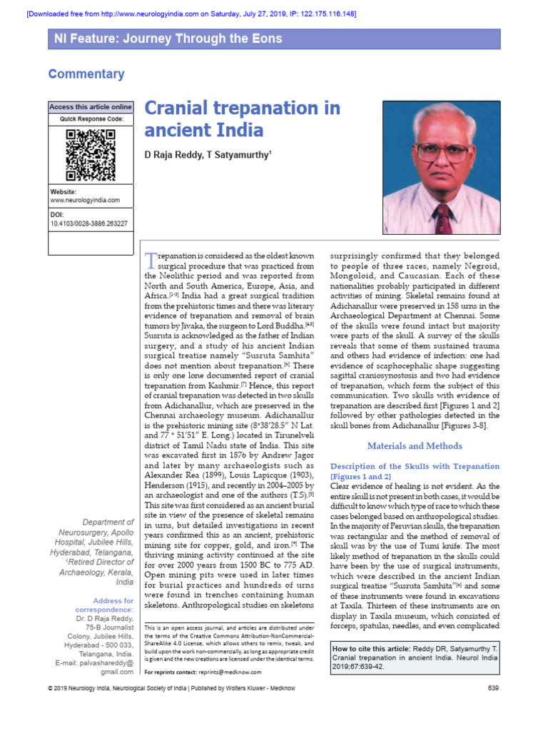 Ancient Indian Cranial Trepanation Findings | PDF | Skull
