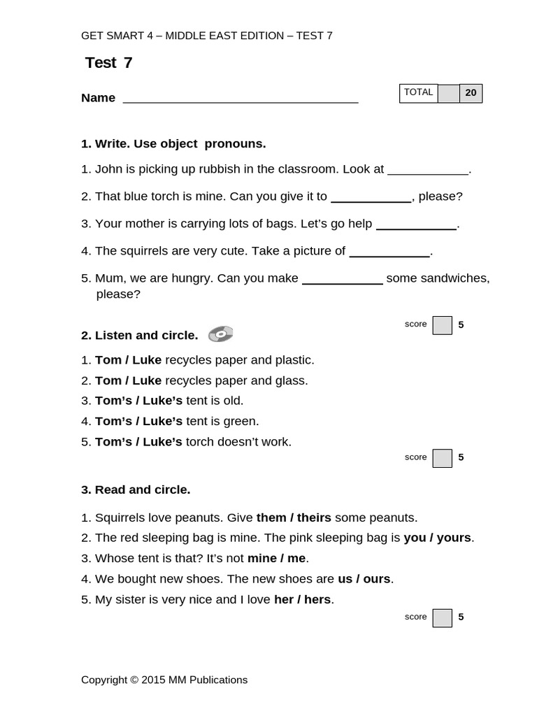 Get Smart 4 Me Edition Test 7 | PDF