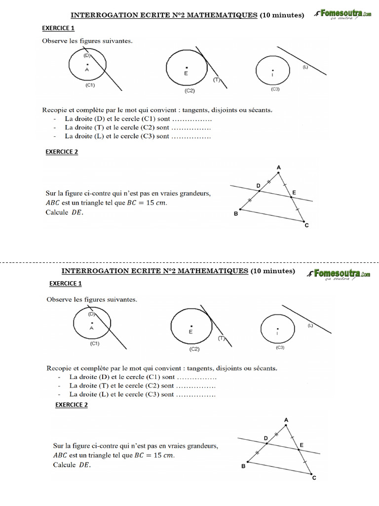 INTERROGATION ECRITE N°2 MATHS NIVEAU 4ieme JANVIER 2025 (37 ...