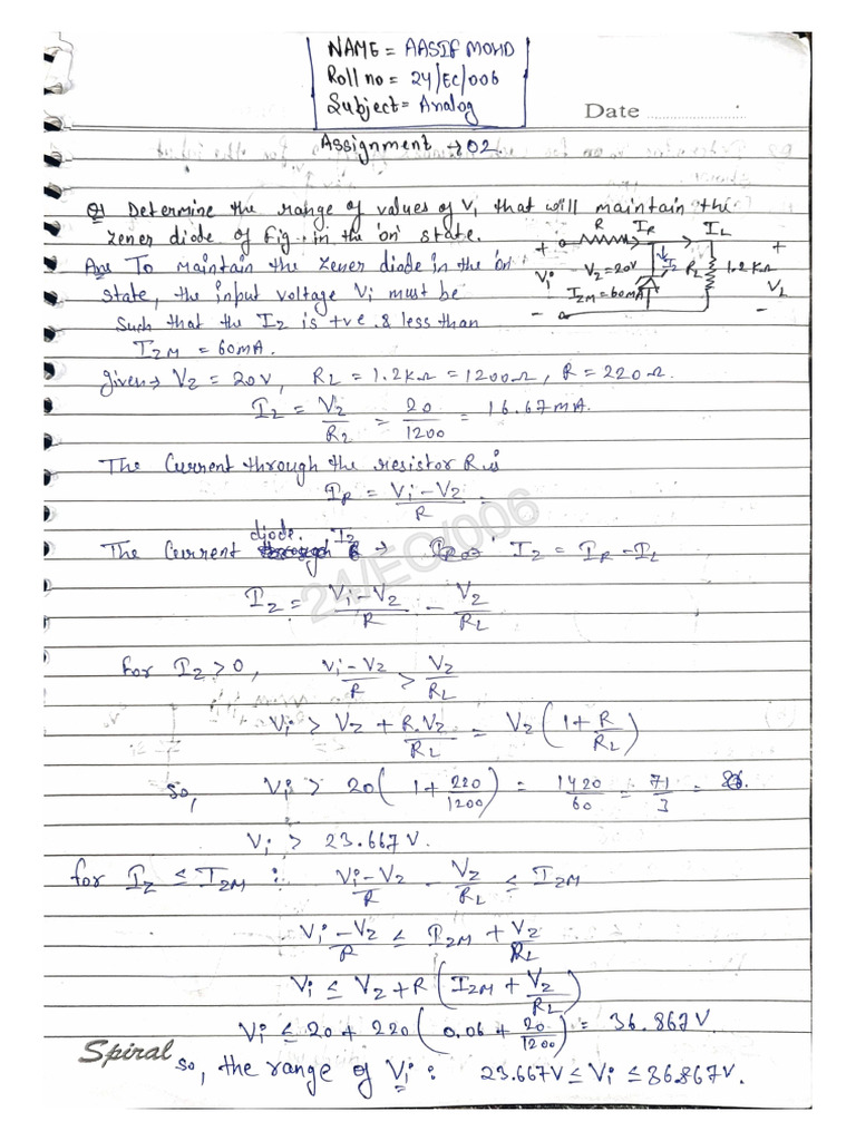 Analog Assignment 2 - Aasif Mohd (24-EC-006) | PDF