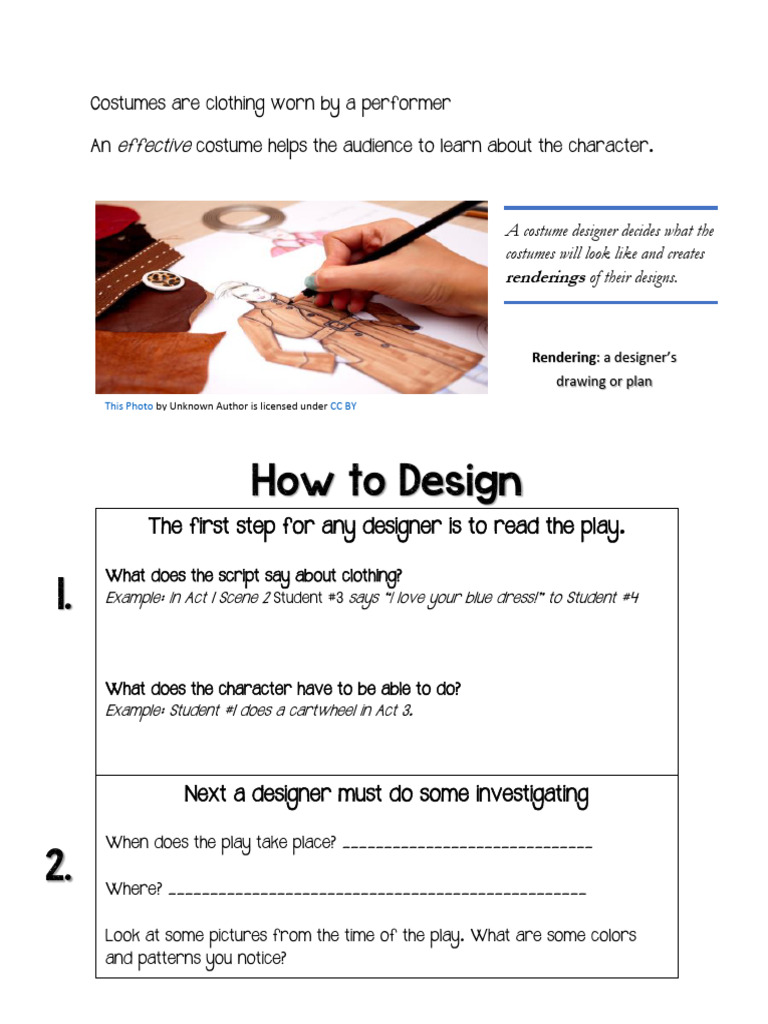 CostumeDesignWorksheet 1 | PDF | Costume