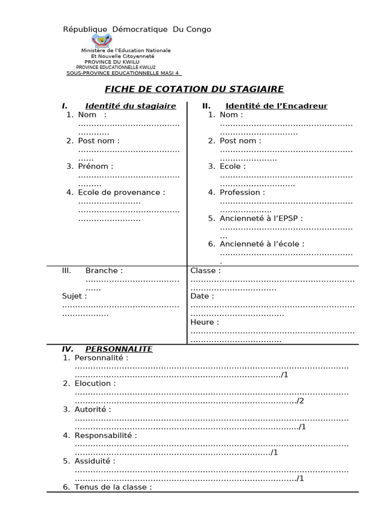 Fiche de Cotation de Stage | PDF | Échecs | Théorie (échecs)