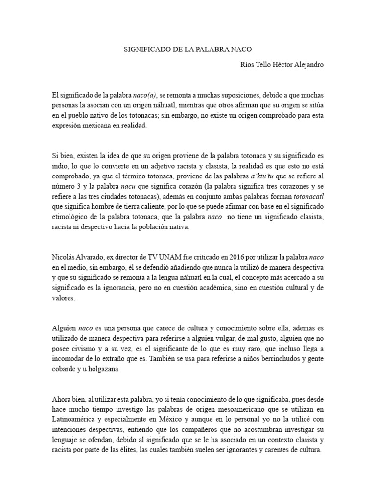 Significado de La Palabra Naco | PDF