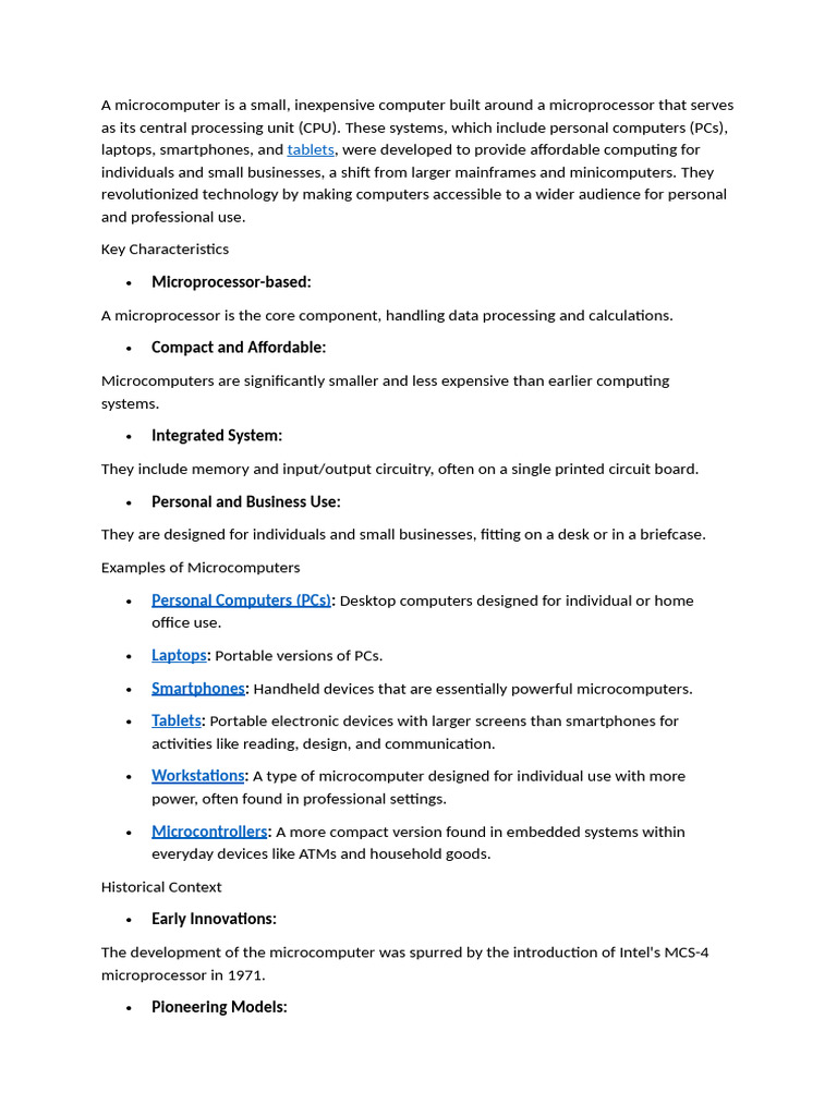 A Microcomputer Is | PDF