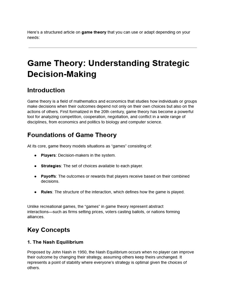 game theory | PDF | Game Theory | Systems Theory