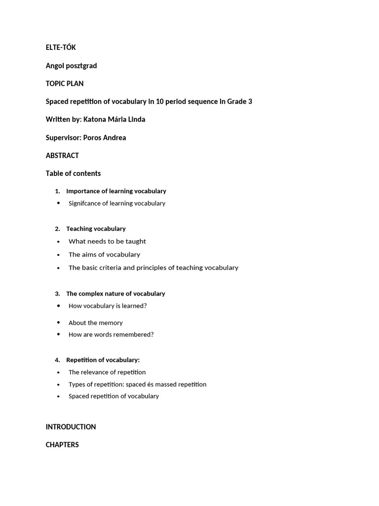 Topic Plan | PDF