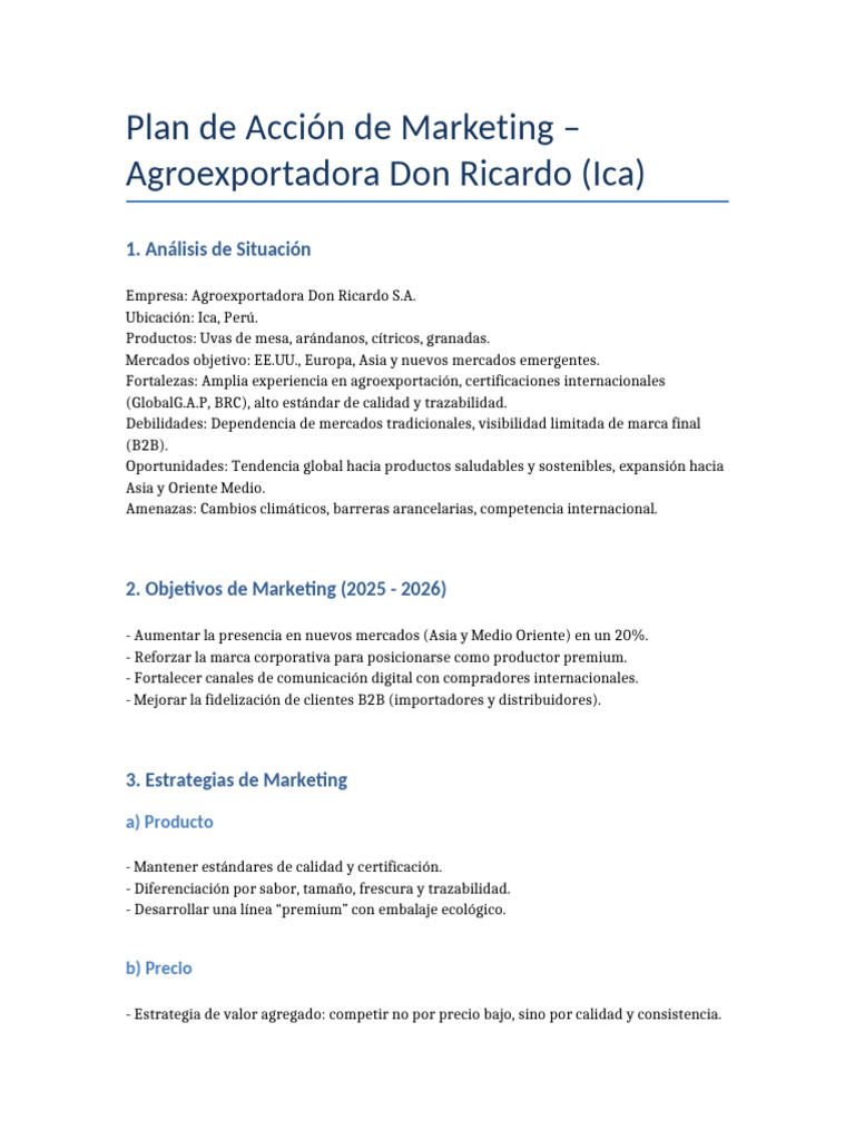 Plan Marketing Don Ricardo Ica | PDF | Marketing | Marca