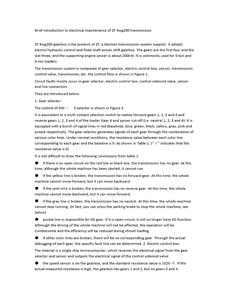 ZF 4WG200 Transmission Maintenance Guide | PDF | Gear | Machines
