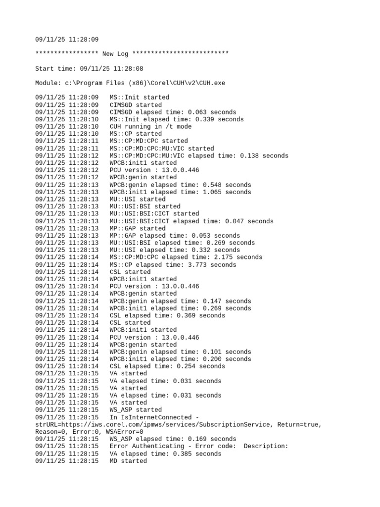 Corel CUH Log Analysis Report | PDF