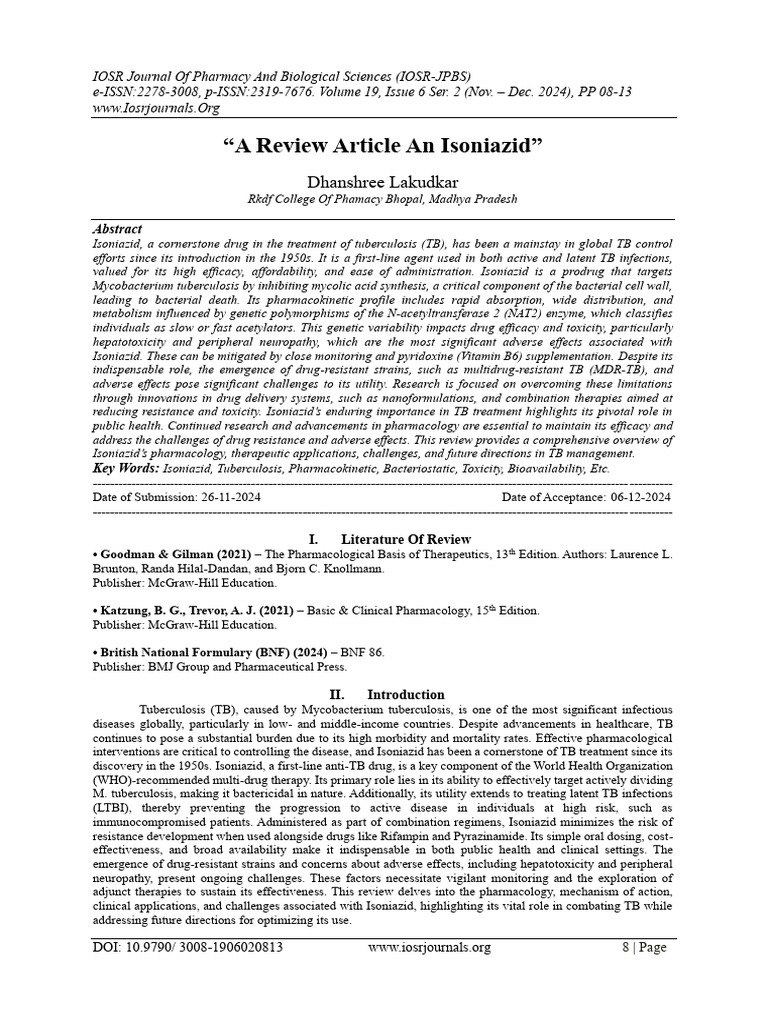 Isoniazid: Key Insights on TB Treatment | PDF | Tuberculosis ...