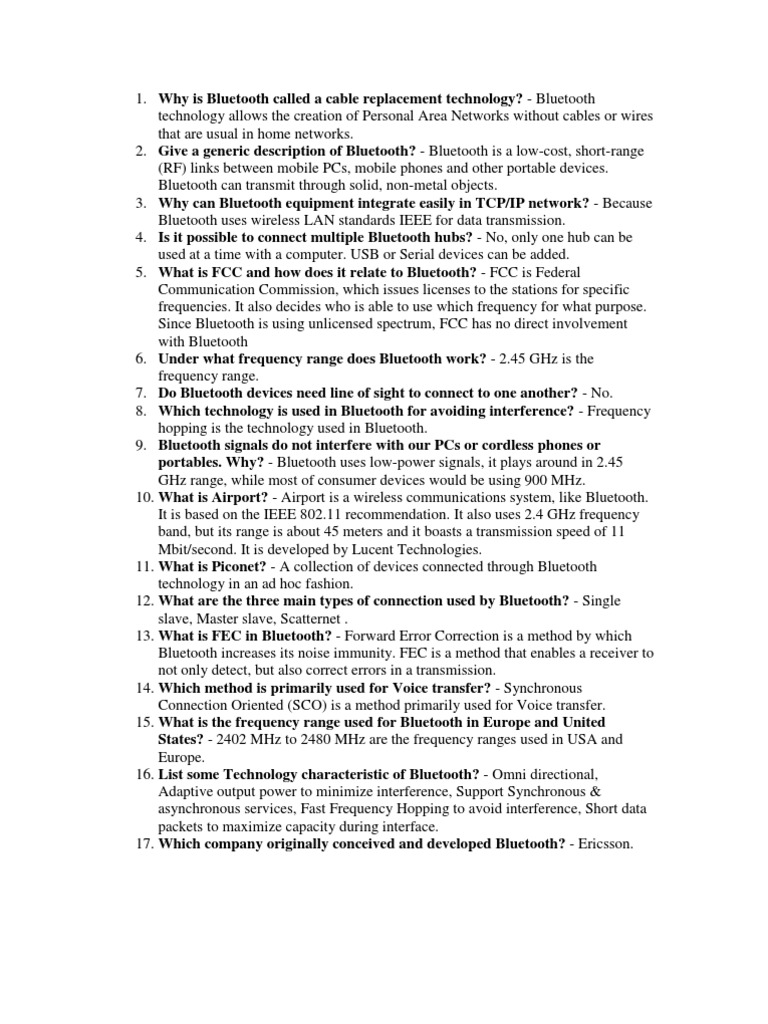 Why Is Bluetooth Called A Cable Replacement Technology | PDF | Bluetooth | Wireless Lan