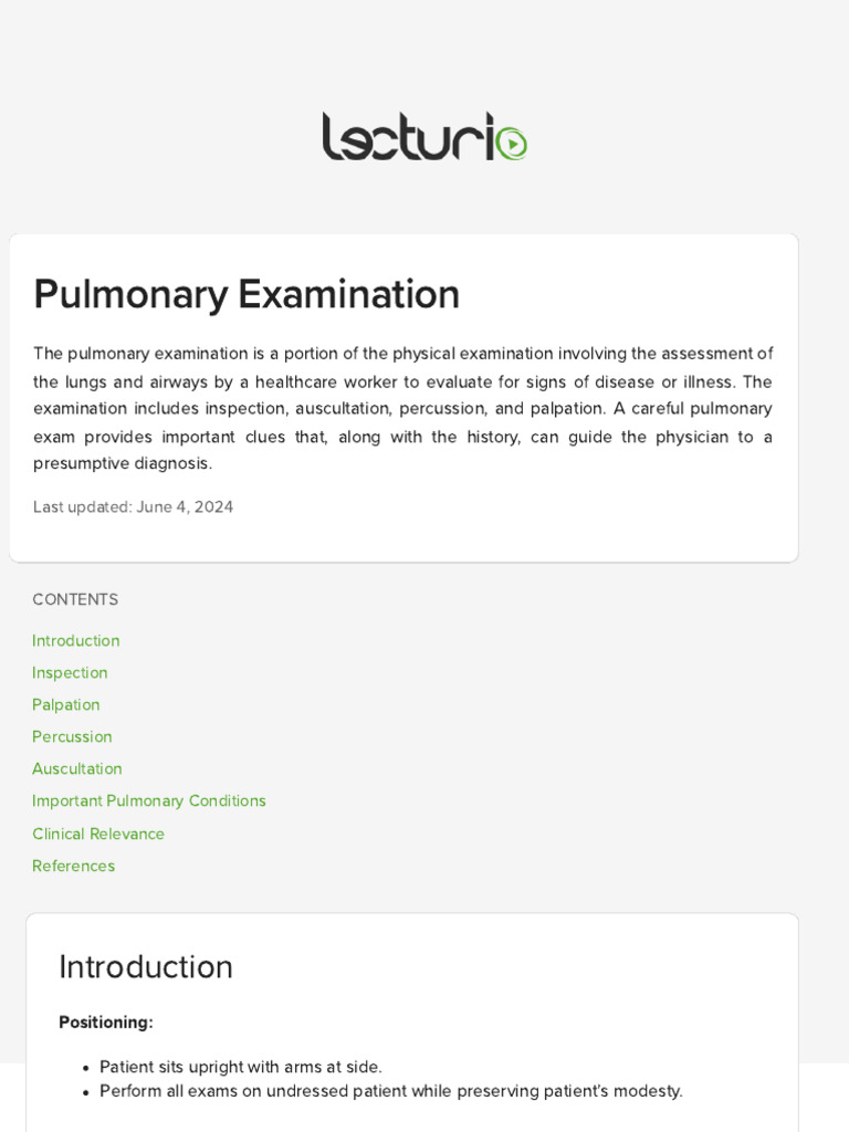 Lecturio 2822 RS Examination | PDF | Respiratory Diseases | Lung