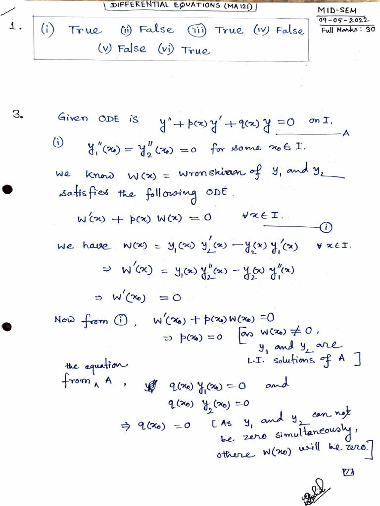Midsem DE Paper Solution | PDF