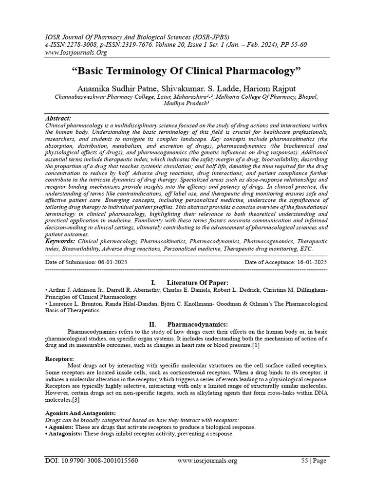 Basic Terminology of Clinical Pharmacology | PDF | Pharmacology ...