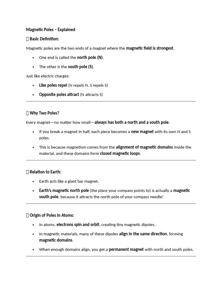 Magnetic Poles | PDF