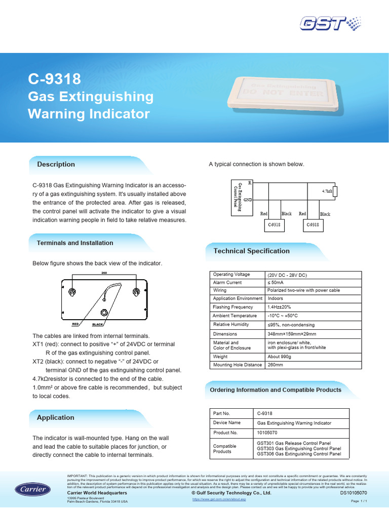 C-9318 Gas Extinguishing Indicator | PDF | Gases | Electrical Wiring