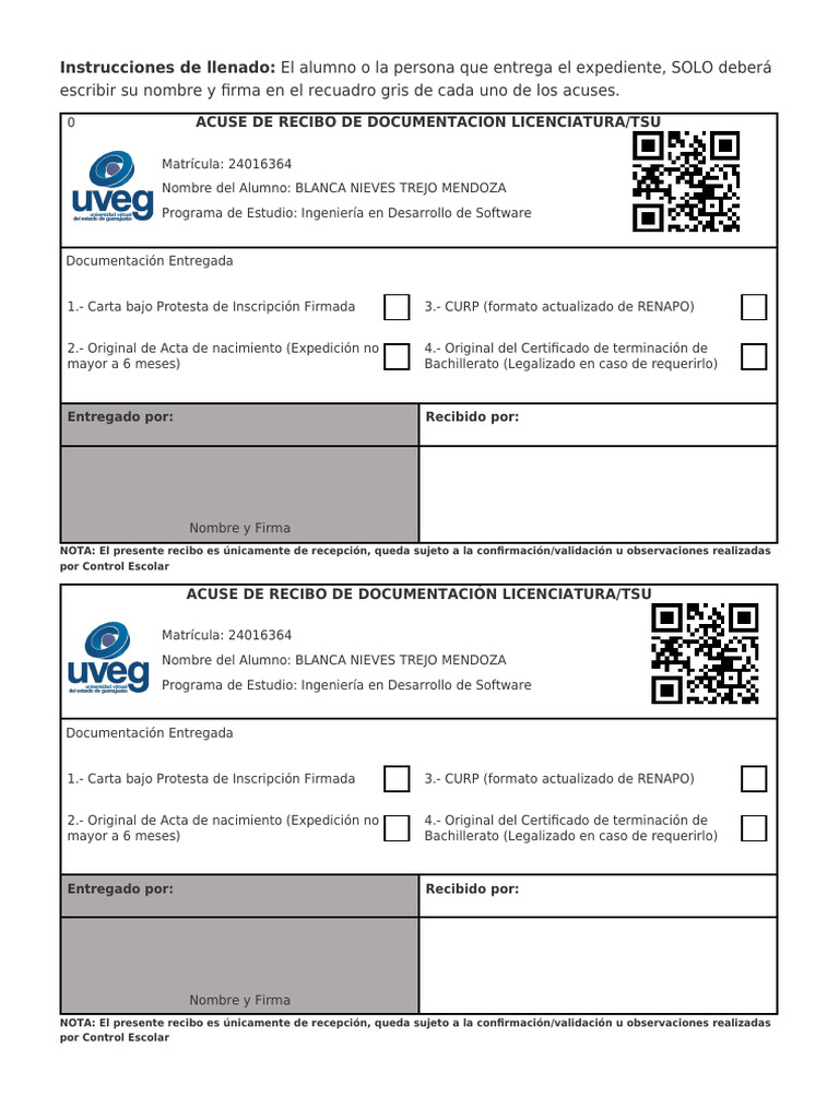 Acuse Recibo Expfisico | PDF